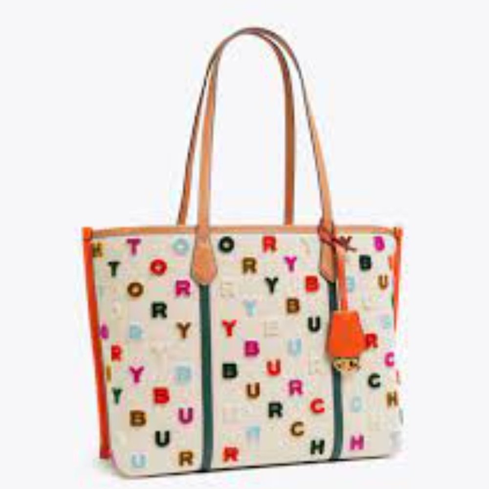Tory Burch Perry Fil Coupe Large Letters Tote - Gem